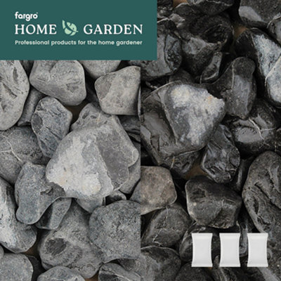 Fargro™ Home & Garden Ebony Black Garden Cobbles 30-60mm - Pack of 3 x ...