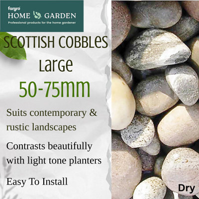 Fargro™ Home & Garden Scottish Beach Cobbles 50-75mm - Pack of 3 x 20kg ...