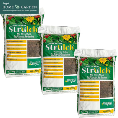 Fargro™ Pack of 3 - Strulch Organic Garden Mulch 9kg ( 3 x 100L each ...