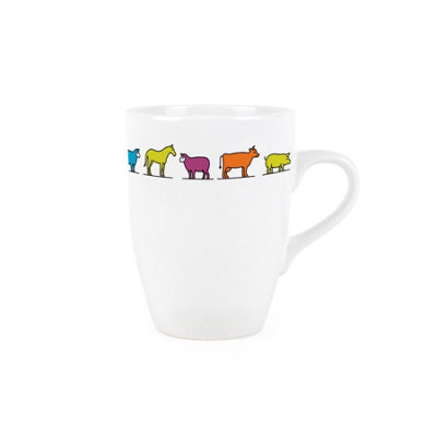 FARM ANIMALS MUG - COLOURFUL COW PIG SHEEP FARM GIFT - TEA/COFFEE HOT ...