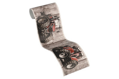 Farm Tractor Red Border Wallpaper, Brown Wood Look Border Background ...