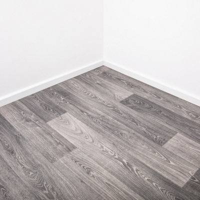 Farmhouse Wood Style Soft Lino Flooring 2m Width Sheet Vinyl R10 Slip ...