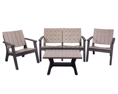 FARO 4 pc Conversation Set - Slatted Wood Grain effect