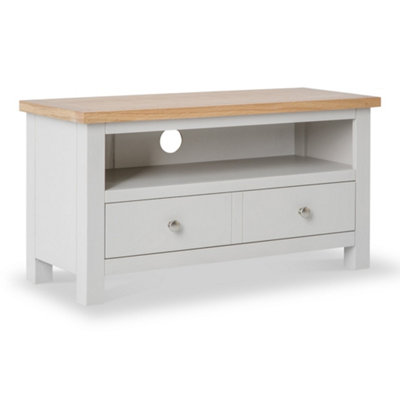 Farro Grey 90cm Small TV Unit - Fully Assembled - Painted with Oak Top ...