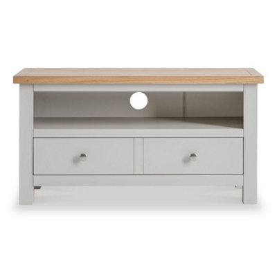 Farro Grey 90cm Small TV Unit - Fully Assembled - Painted with Oak Top ...