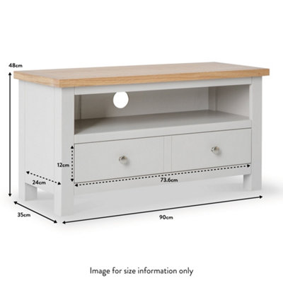 Farro Grey 90cm Small TV Unit - Fully Assembled - Painted with Oak Top ...