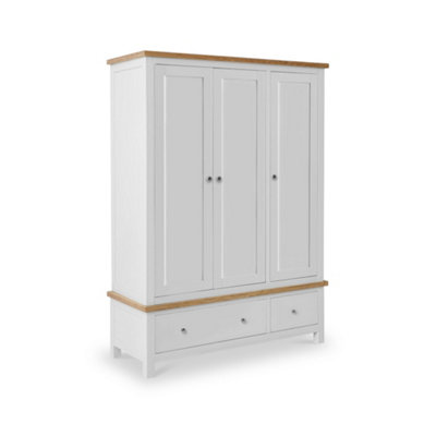 Farro Grey Triple Wardrobe with 2 Drawers - By Roseland Furniture