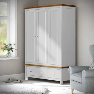 Farro Grey Triple Wardrobe with 2 Drawers - By Roseland Furniture
