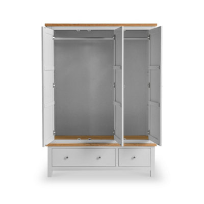 Farro Grey Triple Wardrobe with 2 Drawers - By Roseland Furniture