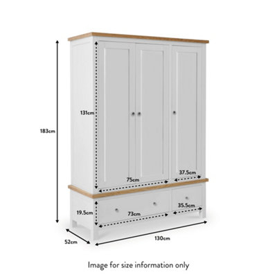 Farro Grey Triple Wardrobe with 2 Drawers - By Roseland Furniture