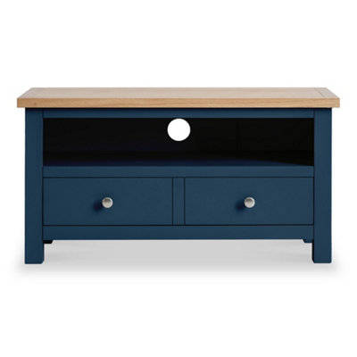 Farro Navy Blue 90cm Small TV Unit - Fully Assembled - Painted with Oak ...