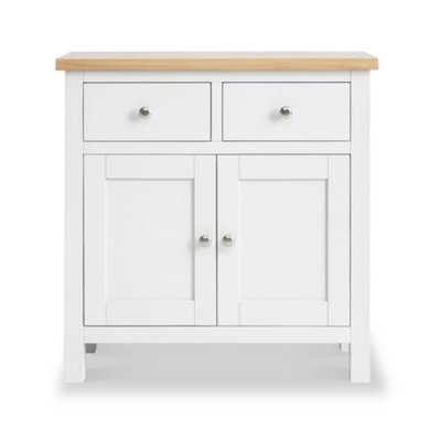 Farro White Mini Sideboard Fully Assembled - Painted with Oak Top by ...