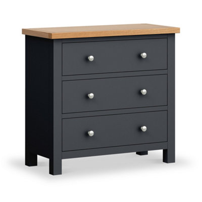 Farrow Charcoal 3 Drawer Chest of Drawers - Painted with Oak Top ...