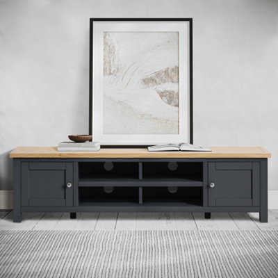 Farrow Charcoal Grey 180cm Extra Large TV Unit - Fully Assembled ...