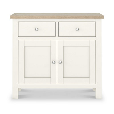 Farrow Coconut White Small Sideboard with Washed Oak Top - Fully Assembled By Roseland Furniture