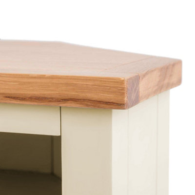 Farrow Cream 90cm Corner TV Unit - Fully Assembled - Painted with Oak ...