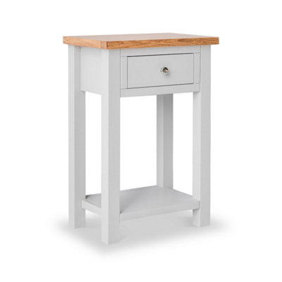 Farrow Grey Telephone Table with Drawer - Painted with Oak Top - By ...