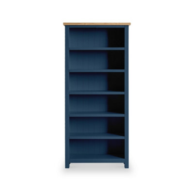 Farrow Navy Blue 6 Tier Large Bookcase - Painted with Oak Top - By ...