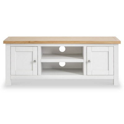 Farrow White 120cm Large TV Unit - Fully Assembled - Painted with Oak ...