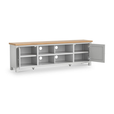 Farrow XL Grey 190cm TV Unit - Fully Assembled - Painted with Oak Top ...