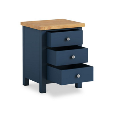 Farrow XL Navy Blue Bedside Table Fully Assembled - By Roseland Furniture