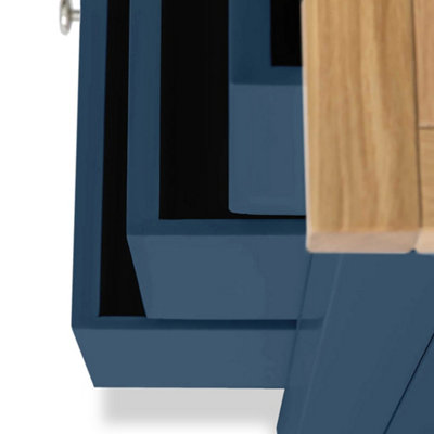 Farrow XL Navy Blue Bedside Table Fully Assembled - By Roseland Furniture
