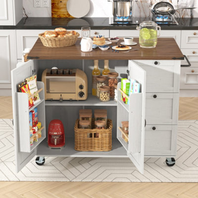 Fascinate Matteo Mobile Kitchen Island - White & Walnut Effect ...