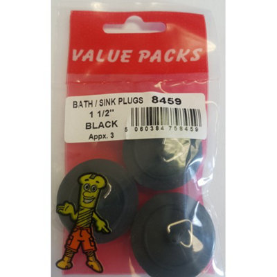 Fast-Pak VP8459 High Quality Plug Chains And Basin Plugs 11/2 Inc Black 3PC