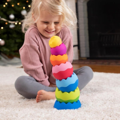 FAT BRAIN TOBBLES NEO STACKING TOY SENSORY BALANCE WOBBLE BABY TODDLER ...