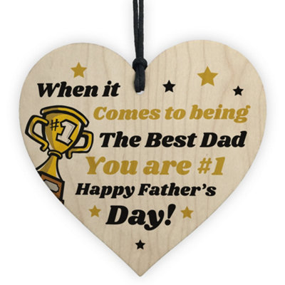 Fathers Day Gifts For Dad Daddy Father Wood Heart Thank You Daughter ...