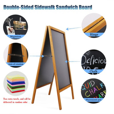 FATIVO 100x50cm Jumbo Chalkboard A Frame Blackboard with Wiping Cloth ...