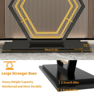 FATIVO 120cm Sintered Stone Marble Console Table Hall Display Stand ...