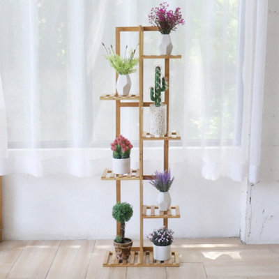 FATIVO 121.9cm H Vintage 6 Tier Ladder Shelf Corner Storage Unit Plant ...