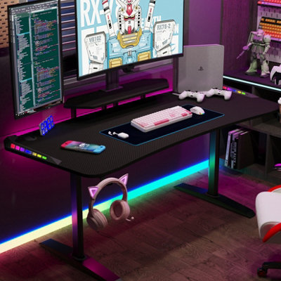 FATIVO 180cm Oversize Large RGB Racing Gaming Desk Computer Table Sofa ...