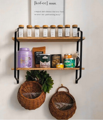 FATIVO 2 Tiers Large Floating Shelves Classic Hanging Wall Mounted ...