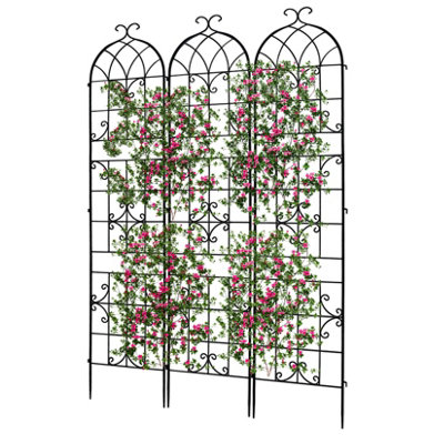FATIVO 3 Pack 220cm Tall Metal Garden Trellis for Climbing Plants ...