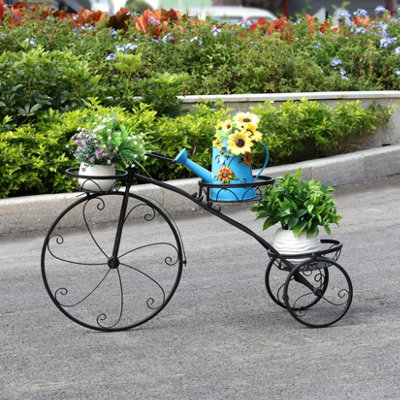 FATIVO 3-Tier Bicycle Plant Stand Wrought Iron Tricycle Planter Home ...