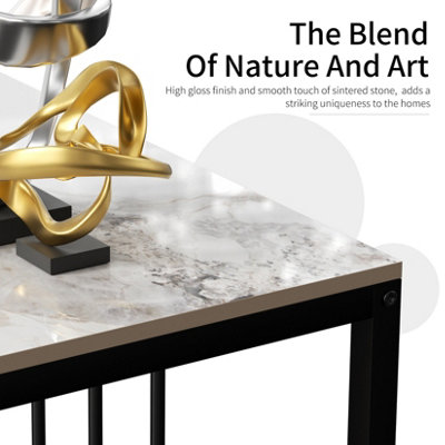 FATIVO 80CM LONG CONSOLE TABLE MARBLE TABLE HALLWAY ENTRANCE STORAGE RACK