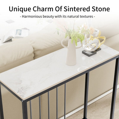 FATIVO 80CM LONG CONSOLE TABLE MARBLE TABLE HALLWAY ENTRANCE STORAGE RACK