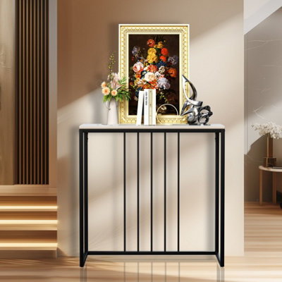 FATIVO 80CM LONG CONSOLE TABLE MARBLE TABLE HALLWAY ENTRANCE STORAGE RACK
