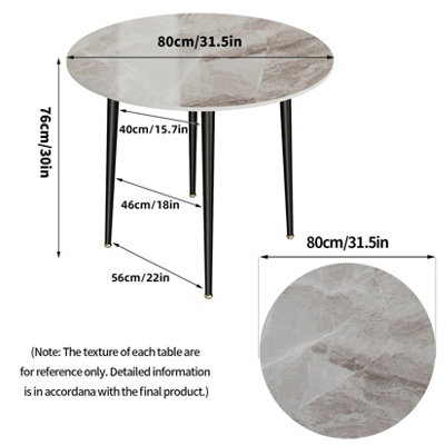 FATIVO 80cm Modern Round Solid Marble Kitchen Room Dining Table Retro ...