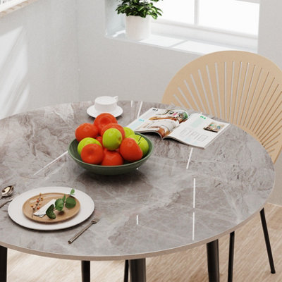 FATIVO 80cm Modern Round Solid Marble Kitchen Room Dining Table Retro ...