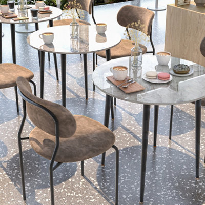 FATIVO 80cm Modern Round Solid Marble Kitchen Room Dining Table Retro ...