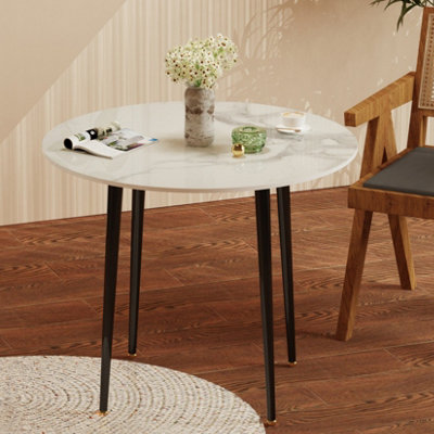 FATIVO 80cm Modern Round Solid Marble Kitchen Room Dining Table Retro ...