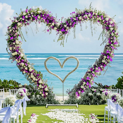FATIVO 81.5'' DIY Heart Shape Wedding Arches, Arch Backdrop Stand with Base