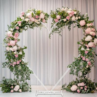 FATIVO 81.5'' DIY Heart Shape Wedding Arches, Arch Backdrop Stand with Base