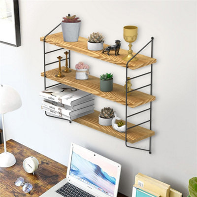 FATIVO Adjustable 3 Tier Wall Floating Shelf with Metal Brackets Strong ...