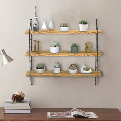 FATIVO Adjustable 3 Tier Wall Floating Shelf with Metal Brackets Strong ...