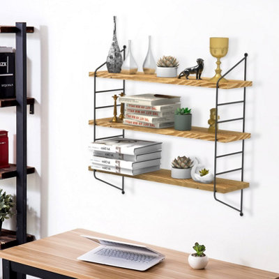 FATIVO Adjustable 3 Tier Wall Floating Shelf with Metal Brackets Strong ...