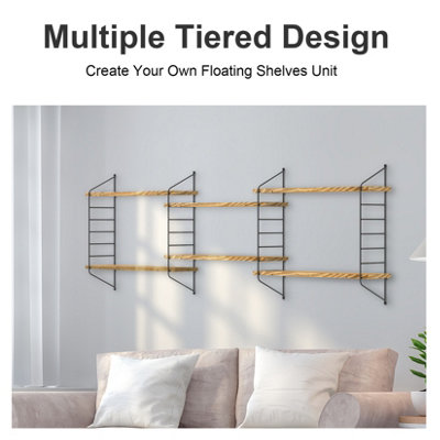 FATIVO Adjustable 3 Tier Wall Floating Shelf with Metal Brackets Strong ...